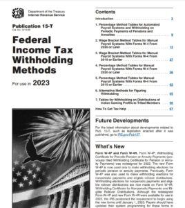 Federal Withholding Tables 2023 - Publication 15-T 2022