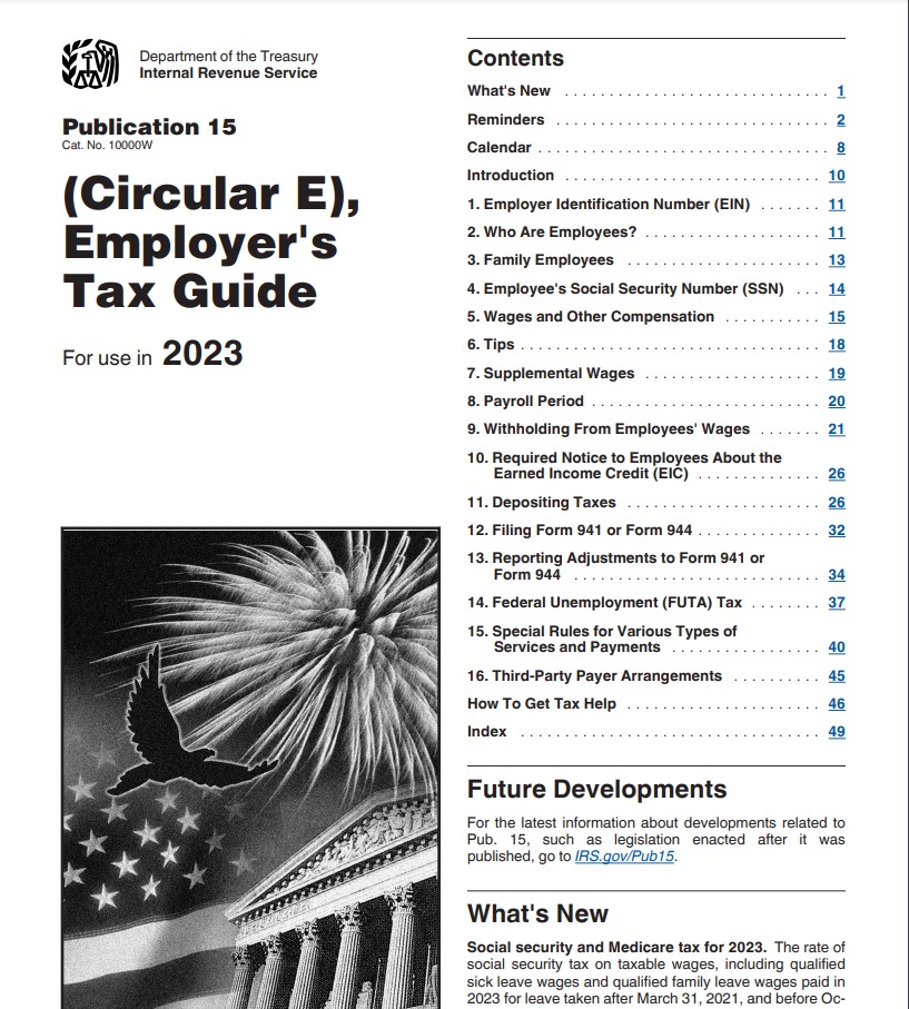 IRS Circular E 2023 Publication 15 Employer s Tax Guide