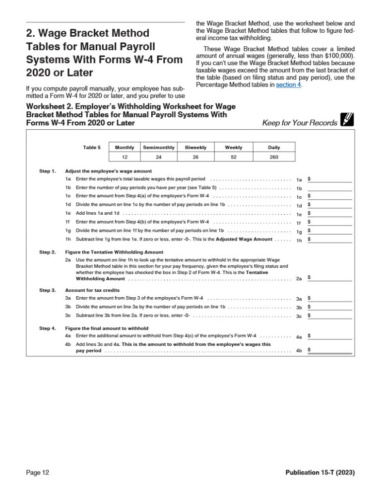 Federal Income Tax Withholding Tables 2023 Weekly, Biweekly, Monthly