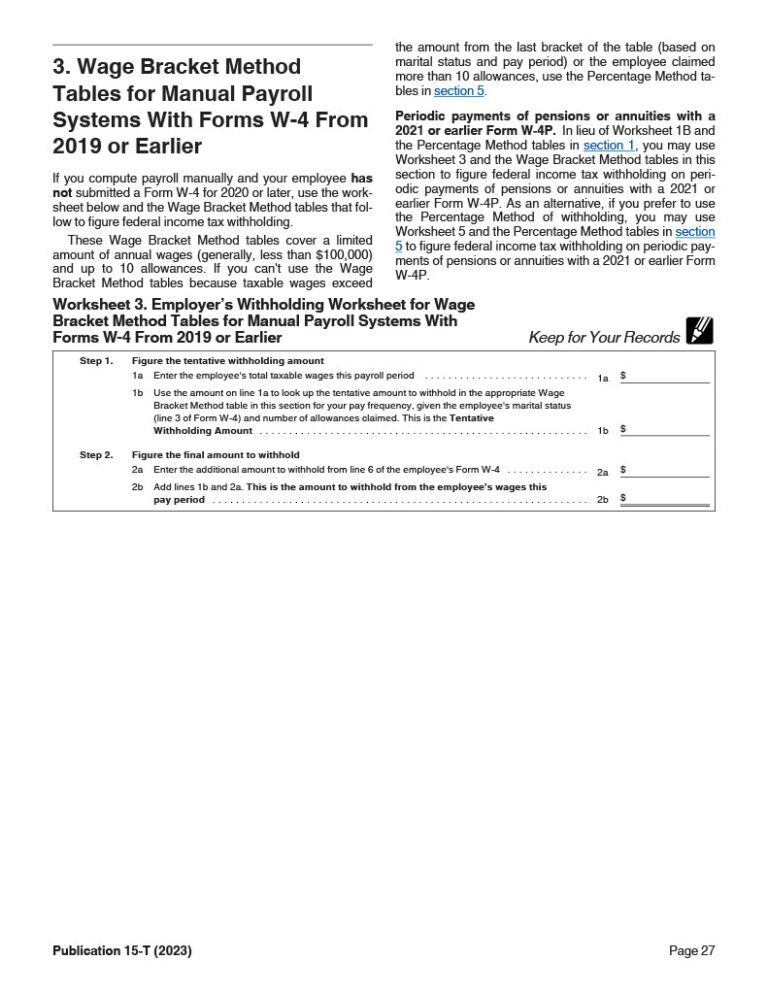 Federal Income Tax Withholding Tables 2023 Weekly, Biweekly, Monthly