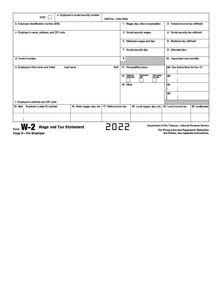 IRS W-2 Form 2022 Printable | IRS Tax Forms 2025