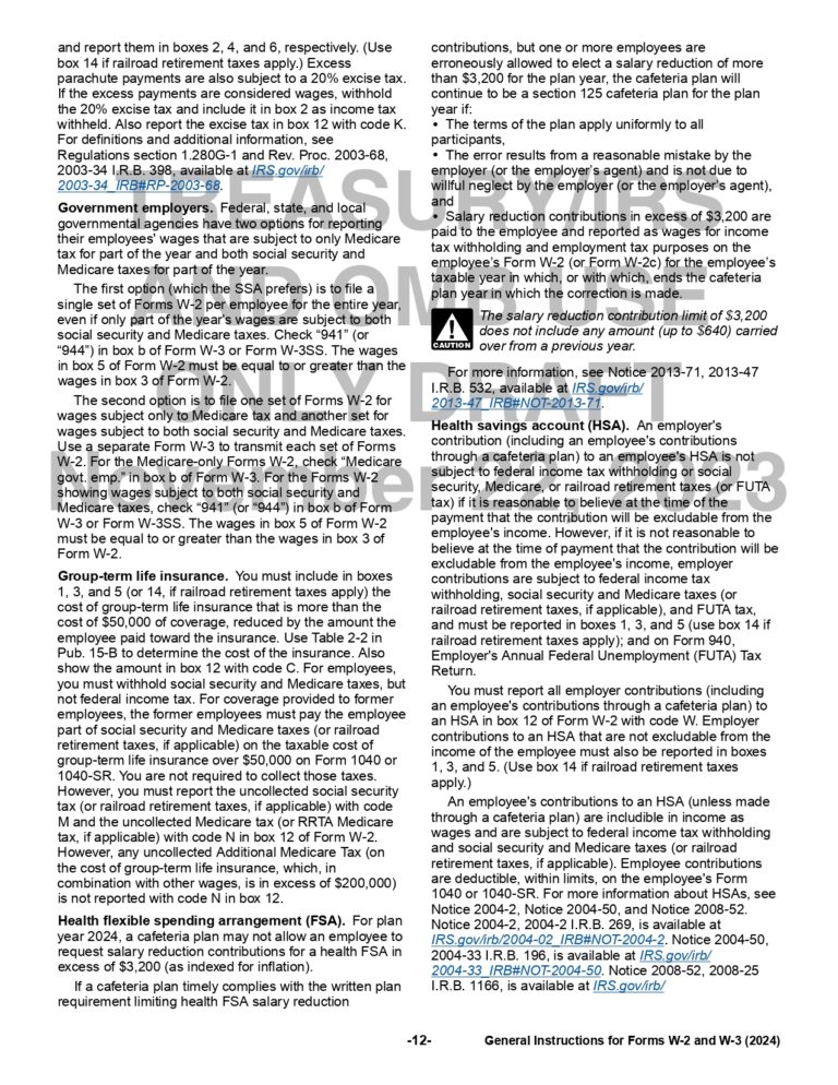 W2 Form 2024, Wage and Tax Statement - IRS Tax Forms 2024