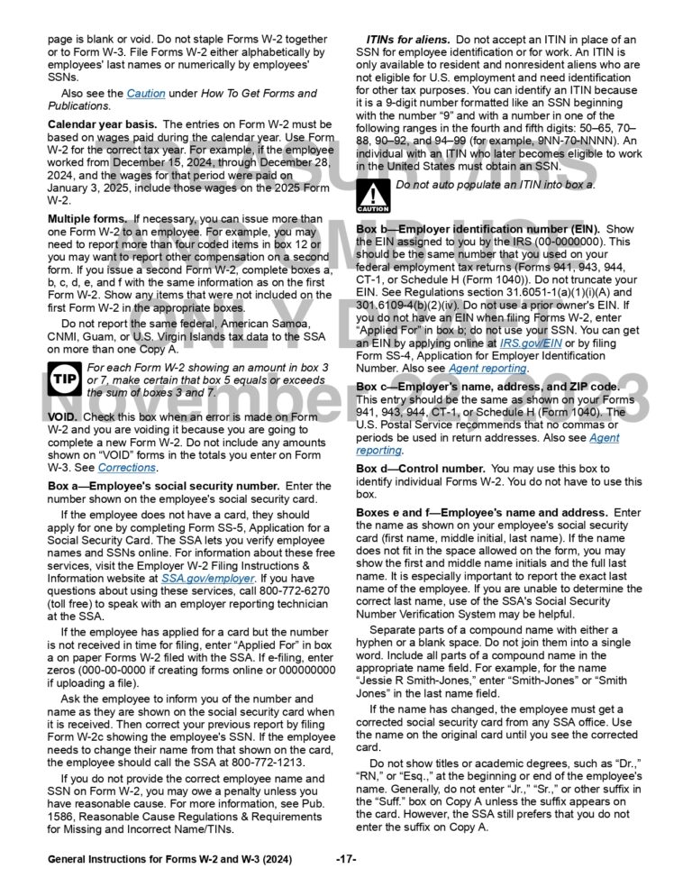 W2 Form 2024, Wage and Tax Statement - IRS Tax Forms 2024