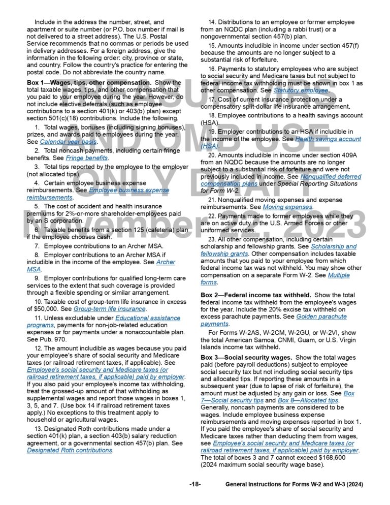 W2 Form 2024, Wage and Tax Statement - IRS Tax Forms 2024