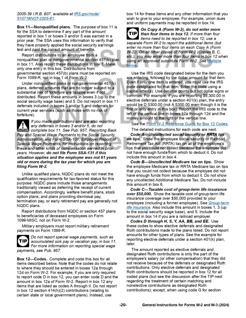 W2 Form 2024, Wage and Tax Statement - IRS Tax Forms 2024