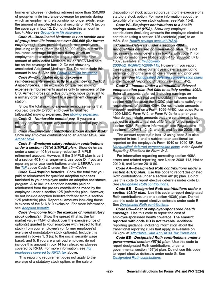 W2 Form 2024, Wage and Tax Statement - IRS Tax Forms 2024