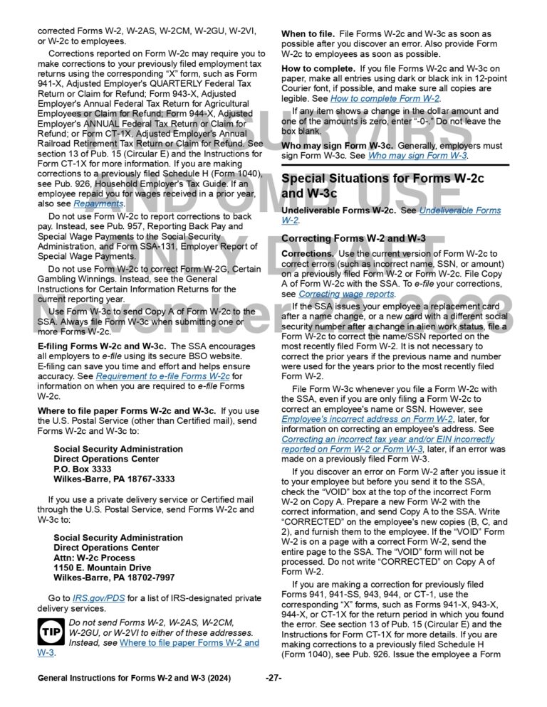 W2 Form 2024, Wage and Tax Statement - IRS Tax Forms 2024