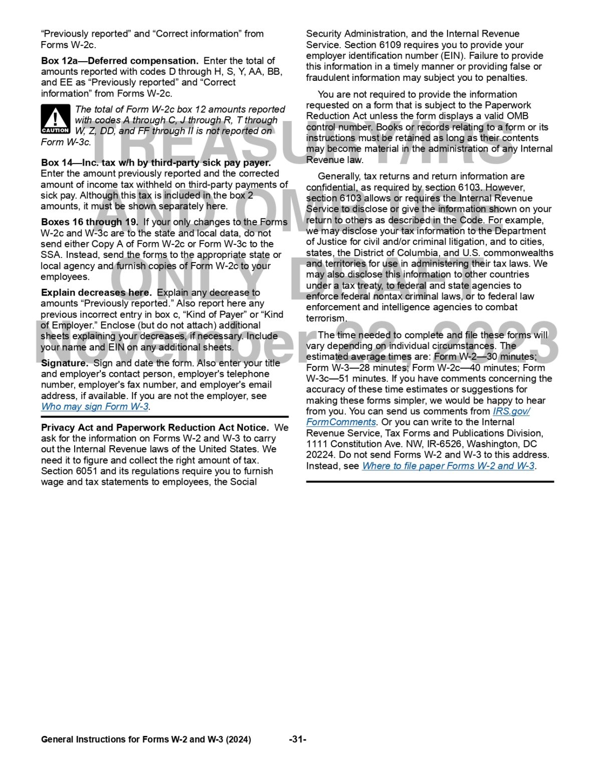 W2 Form 2024, Wage and Tax Statement - IRS Tax Forms 2024