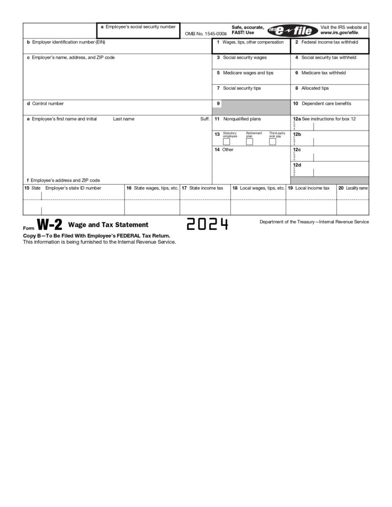 W2 Form 2024 Printable - IRS Tax Forms 2024