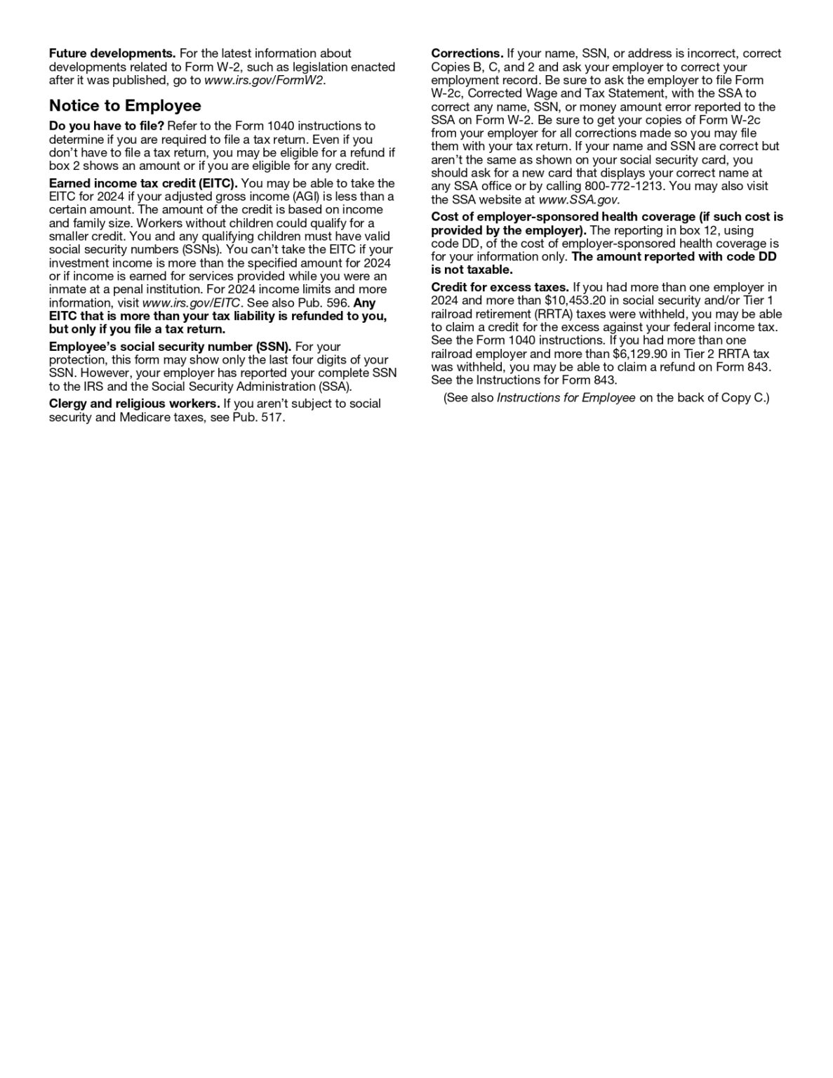 W2 Form 2024 Printable - IRS Tax Forms 2025