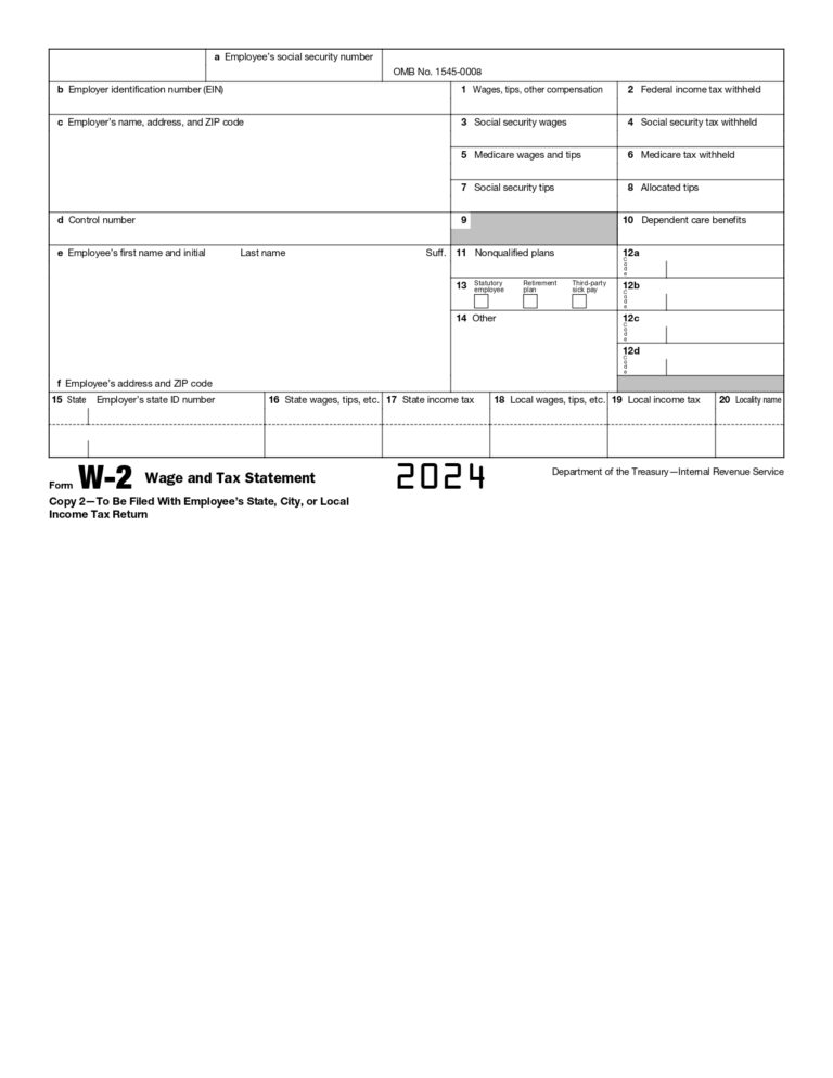 W2 Form 2024 Printable - IRS Tax Forms 2025