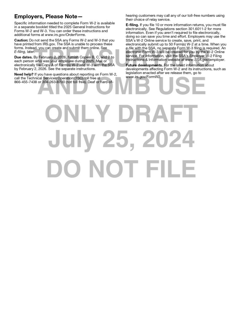 W-2 Form 2025 Printable: Wage and Tax Statement - IRS Tax Forms 2025