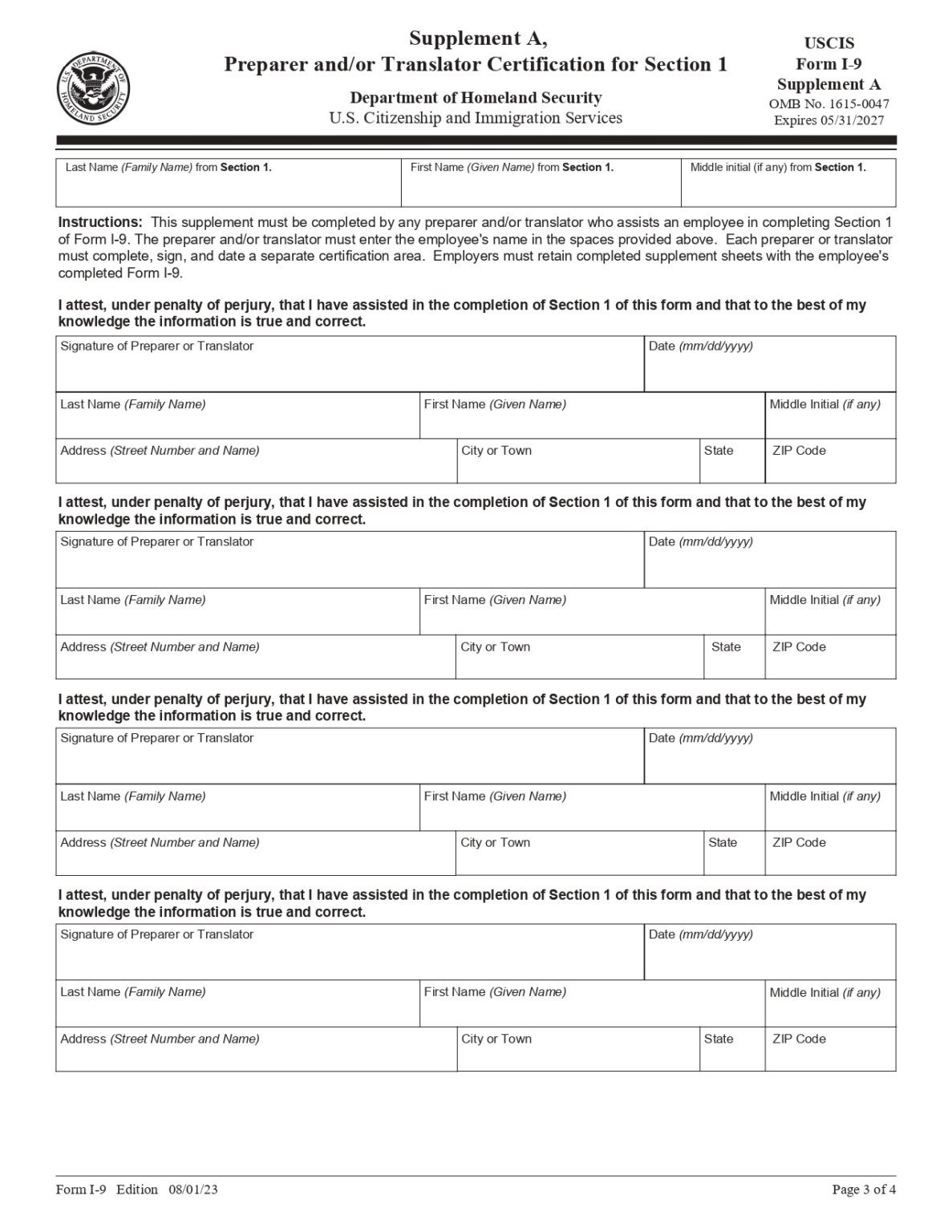 I-9 Form 2025 Printable – Employment Eligibility Verification | IRS Tax ...