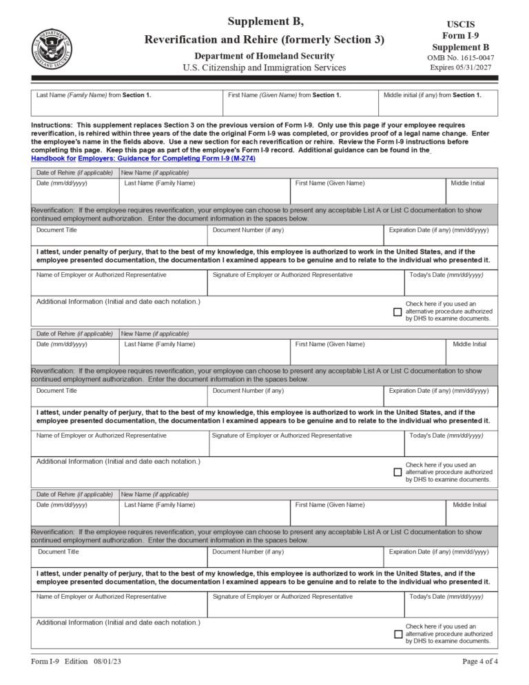 I-9 Form 2025 Printable – Employment Eligibility Verification | IRS Tax ...