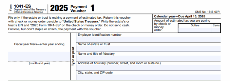 IRS Form 1041-ES - Estimated Income Tax for Estates