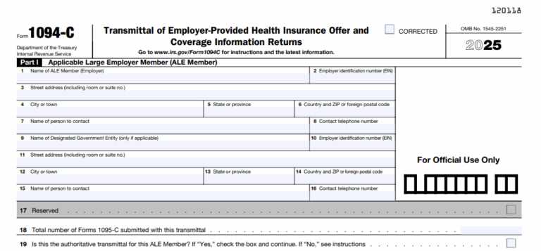 IRS Form 1094-C - Transmittal of Employer