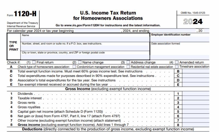 IRS Form 1120-H - U.S. Income Tax Return for Homeowners