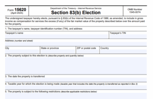IRS Form 15620 - Section 83(b) Election
