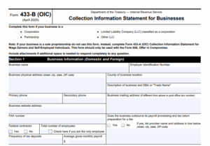 IRS Form 433-B (OIC) - Collection Information Statement