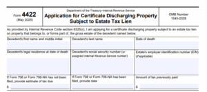 IRS Form 4422 - Application for Certificate Discharging