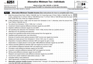 IRS Form 6251 - Alternative Minimum Tax - Individuals