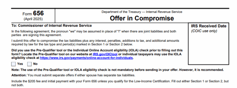 IRS Form 656 - Offer in Compromise
