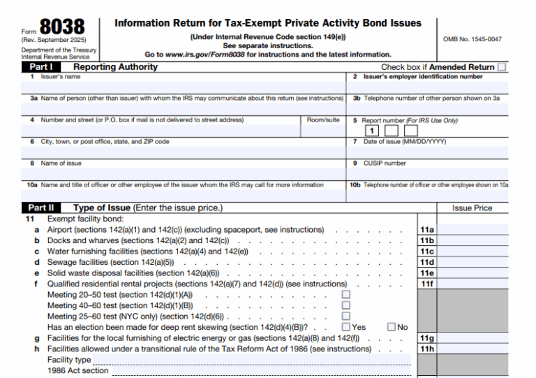 IRS Form 8038 - Information Return for Tax-Exempt Private
