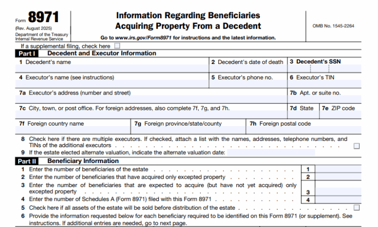 IRS Form 8971 - Information Regarding Beneficiaries