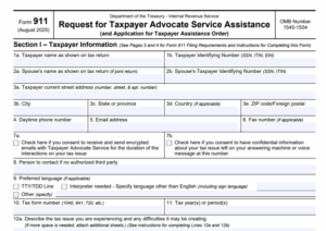 IRS Form 911 - Request for Taxpayer Advocate Service