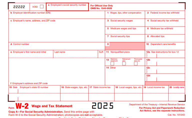 IRS Form W-2 - Wage and Tax Statement