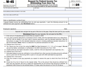 IRS Form W-4S - Request for Federal Income Tax Withholding from Sick Pay