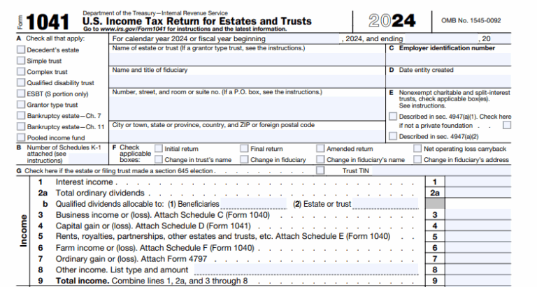 IRS Form 1041 - U.S. Income Tax Return for Estates