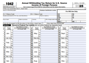 IRS Form 1042 - Annual Withholding Tax Return for U.S. Source Income of ...