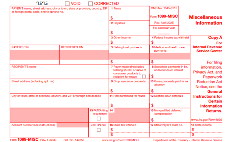 IRS Form 1099-MISC - Miscellaneous Information
