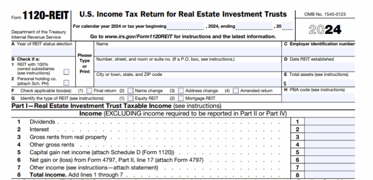IRS Form 1120-REIT - U.S. Income Tax Return for Real Estate
