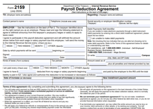 IRS Form 2159 - Payroll Deduction Agreement