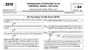 IRS Form 2210 - Underpayment of Estimated Tax by Individuals, Estates ...