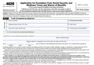 IRS Form 4029 - Application for Exemption From Social Security and ...