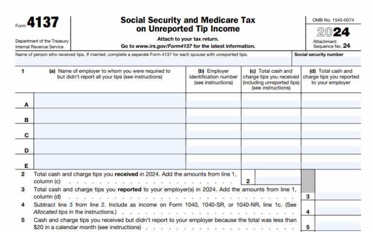 IRS Form 4137 - Social Security and Medicare Tax