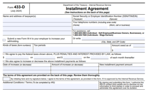 IRS Form 433-D - Installment Agreement