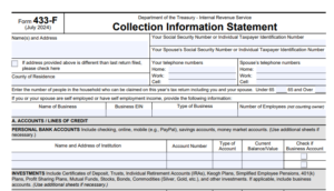 IRS Form 433-F - Collection Information Statement