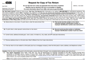 IRS Form 4506 - Request for Copy of Tax Return
