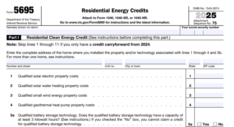 IRS Form 5695 - Residential Energy Credits