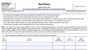 IRS Form 706 (Schedule A) - Real Estate