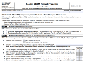 IRS Form 706 (Schedule T) - Section 2032A Property Valuation