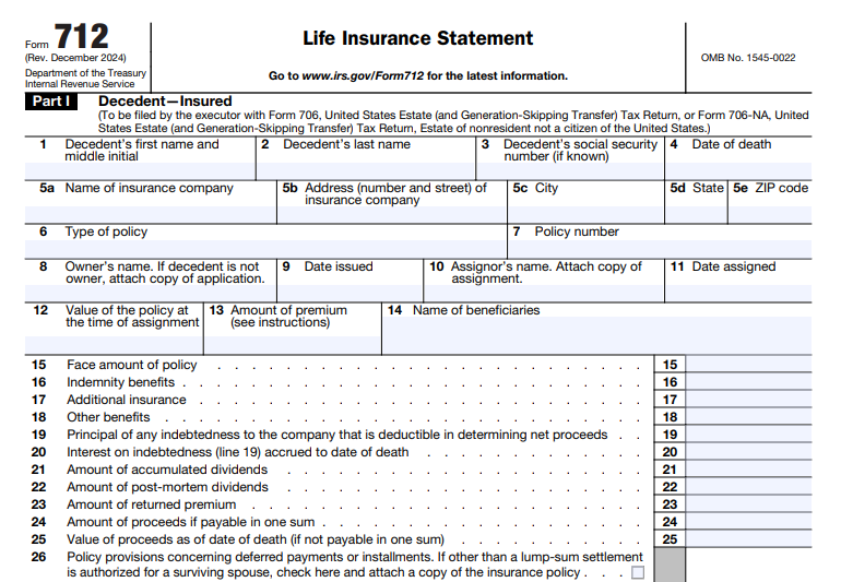 IRS Form 712 - Life Insurance Statement