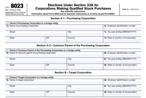 IRS Form 8023 - Elections Under Section 338 for Corporations Making ...