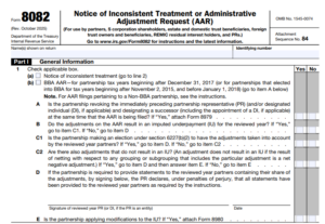 IRS Form 8082 - Notice of Inconsistent Treatment or Administrative ...