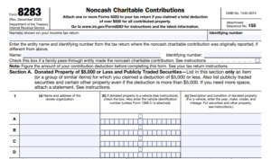 IRS Form 8283 - Noncash Charitable Contributions