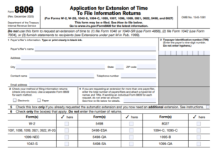 IRS Form 8809 - Application for Extension of Time to File Information Returns